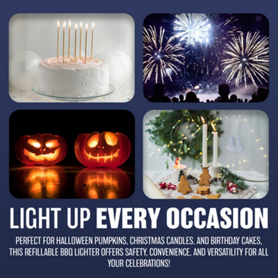 Set Of 2 Long Gas Lighters Refillable Long Lasting Clicker With Safety ...