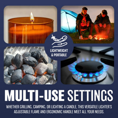 Set Of 2 Long Gas Lighters Refillable Long Lasting Clicker With Safety ...