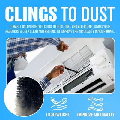 Set of 2 Long Reach Flexible Radiator Heater Heating Bristle Brush Dust ...