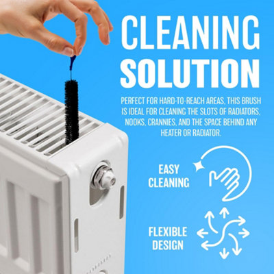 Set of 2 Long Reach Flexible Radiator Heater Heating Bristle Brush Dust ...
