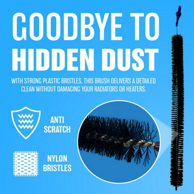 Set of 2 Long Reach Flexible Radiator Heater Heating Bristle Brush Dust ...
