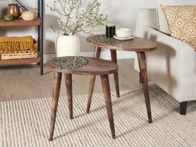 Set of 2 Mango Wood Side Tables Dark KHETUA