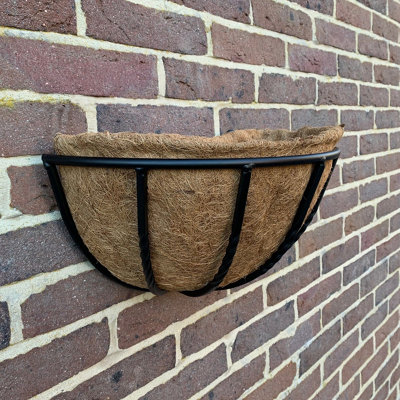 Set of 2 Manor Garden Black Metal Wall Basket Manger Trough Hayrack ...