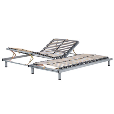 Set of 2 Manually Adjustable Bed Frames RESPITE 180 x 200 cm (EU Super King) Silver