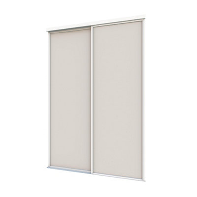 Set of 2 Matt Cashmere Sliding Wardrobe Door Kit in White Frame ...