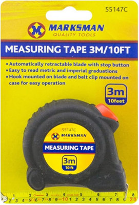 Set Of 2 Measuring Tape 3m Measurer Grip Safety Button Builders ...