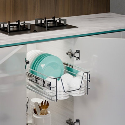 Set of 2 Metal Cupboard Drawer Cabinet Pull-Out Storage Basket for ...