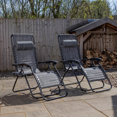 Set of 2 Multi Position Zero Gravity Relaxer Chair Sun Lounger in Mixed ...
