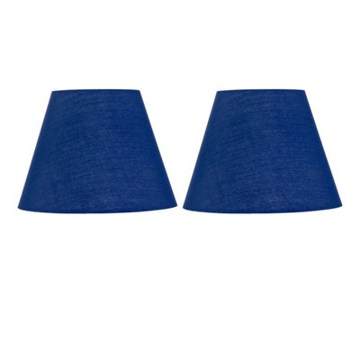 Set of 2 Navy Blue Cotton 20cm Diameter Tapered Fabric Lamp Shades