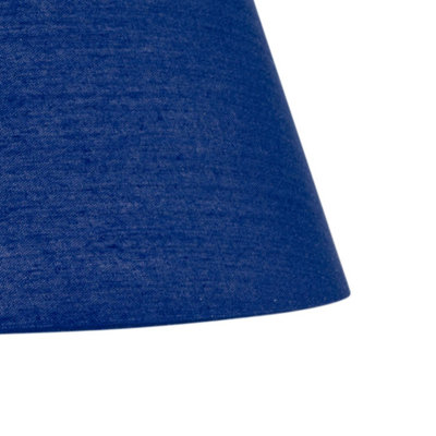 Set of 2 Navy Blue Cotton 20cm Diameter Tapered Fabric Lamp Shades