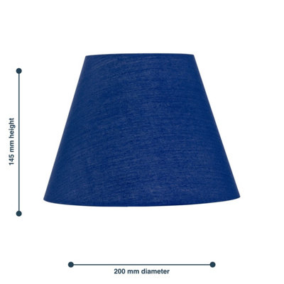 Set of 2 Navy Blue Cotton 20cm Diameter Tapered Fabric Lamp Shades