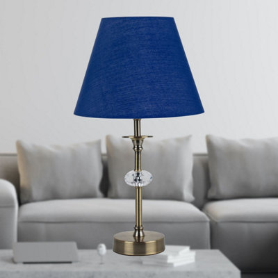 Set of 2 Navy Blue Cotton 20cm Diameter Tapered Fabric Lamp Shades