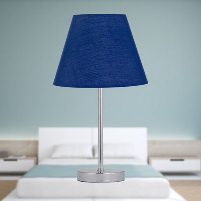 Set of 2 Navy Blue Cotton 20cm Diameter Tapered Fabric Lamp Shades