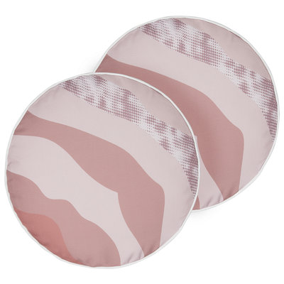 Set of 2 Outdoor Cushions CAMPEI Abstract Pattern 40 x 40 cm Pink