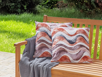 Set of 2 Outdoor Cushions SEBORGA Abstract Pattern 45 x 45 cm Brown