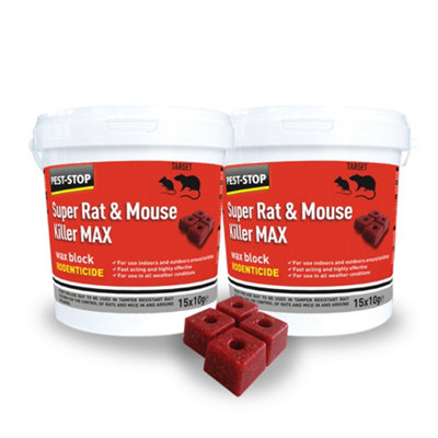 SET OF 2 PEST-STOP SUPER RAT & MOUSE KILLER WAX BLOCKS