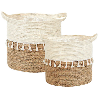 Set of 2 Plant Pots MATIKU Seagrass 30/28 cm Natural