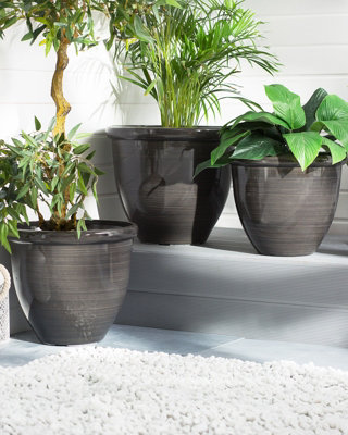 Set of 2 Plant Pots TESALIA 44 cm Brown