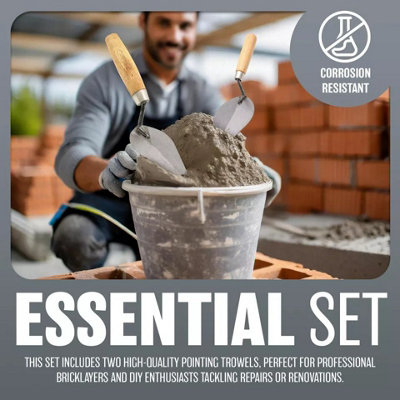 Set Of 2 Pointing Trowel Wooden Handle Brick Jointer Tuck Bricklayer ...