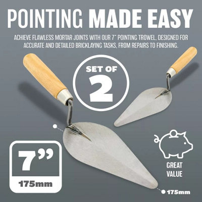 Set Of 2 Pointing Trowel Wooden Handle Brick Jointer Tuck Bricklayer ...