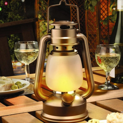 Set of 2 Portable Flickering Flame LED Hurricane Lamps - Battery ...