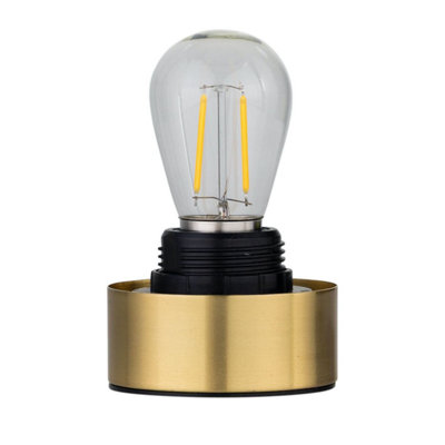 Set of 2 Porter - Satin Brass Battery Operated Lamp Bases Only