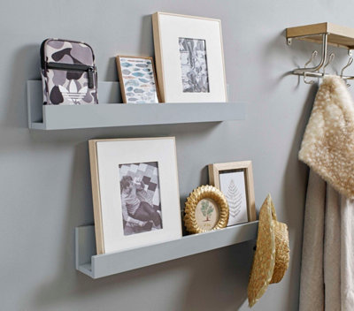 Set of 2 Pre-Assembled Grey Wall-Shelving Storage Shelves | DIY at B&Q