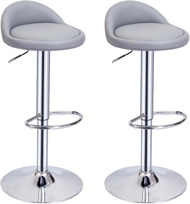 Set of 2 Pub Bar Stools Armless Round Seat Height Adjust Gas Lift ...