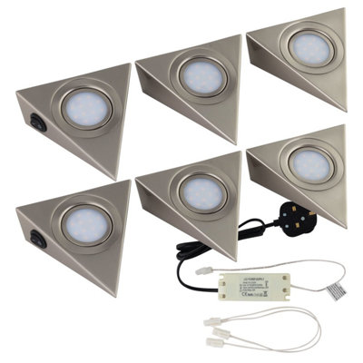 Set of 2 Puck - Brushed Steel LED Under Cabinet Kits