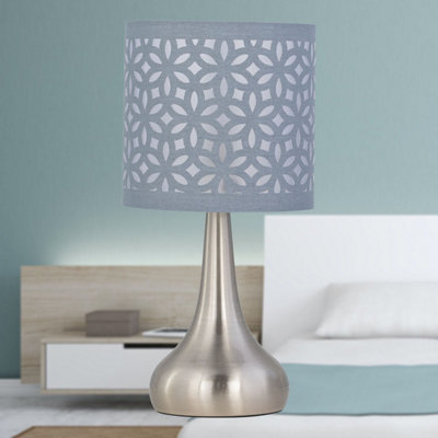 Set of 2 Romana - Brushed Chrome Touch Operated Table Lamps Bedside ...