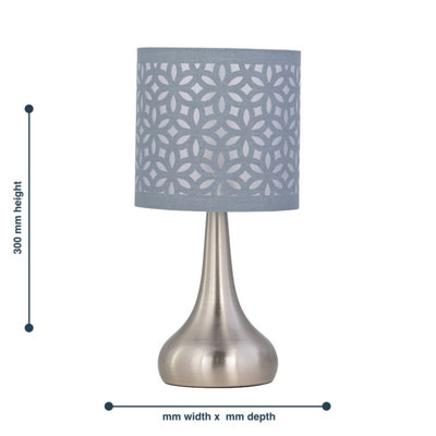 Set of 2 Romana - Brushed Chrome Touch Operated Table Lamps Bedside ...