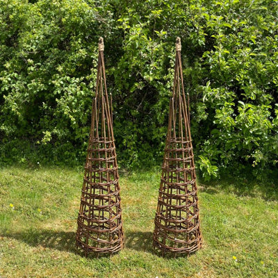 Set of 2 Rustic Willow Garden Obelisks (1.5m) | DIY at B&Q