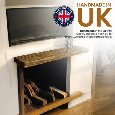 Buy Set of 2 Rustic Wooden Floating Shelves with Hidden Brackets (Tudor ...