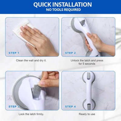 Set of 2 Safety Support Grab Handle Suction Cup Bath Shower Aid Grip ...