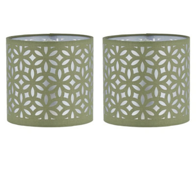 Set of 2 Sage Green Laser Cut 15.5cm Table Lamp Shades