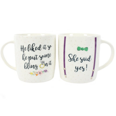 Set of 2 She Said Yes Mugs for Couples