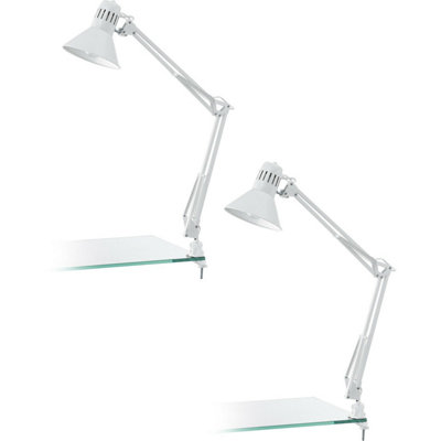 Set of 2 Shiny White Table Desk Lamps with Moveable Switch - Modern ...