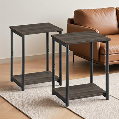 Set of 2 Side Tables, 2-Tier Sofa Side Tables, Bedside Tables with ...