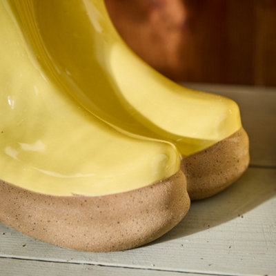 Set of 2 Small and Yellow Red Wellington Boots Ceramic Indoor Outdoor ...