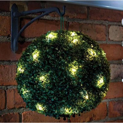 Set of 2 Solar Hanging Topiary Balls with LED Lights