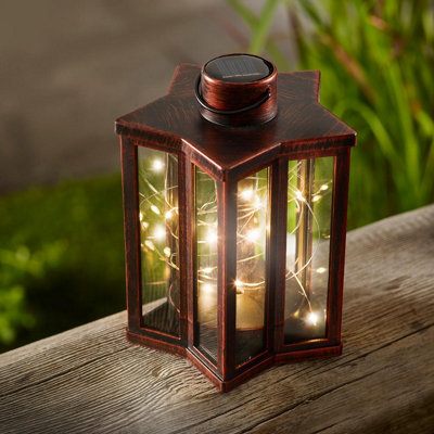 Set of 2 Solar Powered Firefly Star Shaped Lanterns - Weatherproof ...
