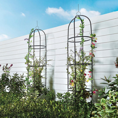 Set of 2 Steel Garden Obelisks, Elegant Climbers Support, Adds Height ...