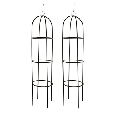 Set of 2 Steel Garden Obelisks, Elegant Climbers Support, Adds Height ...