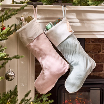 Set of 2 Traditional Pink & Light Blue Berkeley Velvet Xmas Gift ...