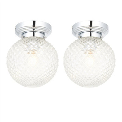 Set of 2 Tropic - Textured Glass IP44 Bathroom Ceiling Lights