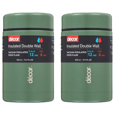 Set of 2 Vacuum Food Flask 520ml Sage Green | DIY at B&Q