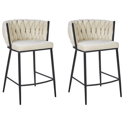 Set of 2 Velvet Bar Chairs Light Beige MILAN | DIY at B&Q