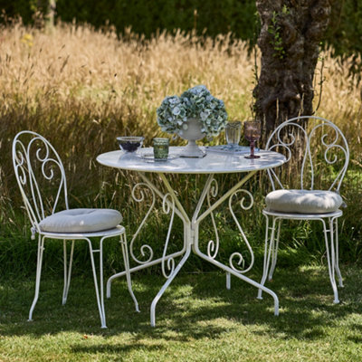 Set of 2 Vintage Style Antique White Indoor Outdoor Garden Furniture Bistro Chairs