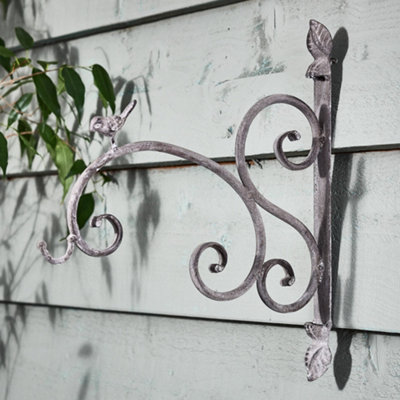 Set of 2 Vintage Style Ornate Scrolled Wall Bracket Outdoor Basket ...