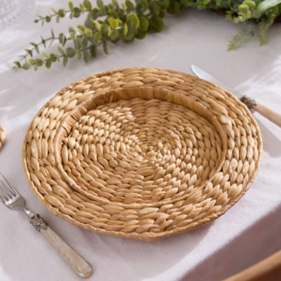 Set of 2 Water Hyacinth Christmas Serving Plate Charger Plates
